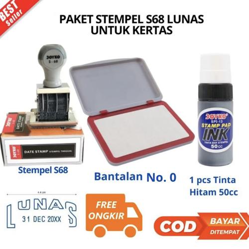 Jual Paket Stempel Lunas & Tanggal Date Stamp dan bantalan S-68 JOYKO ...