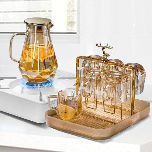 Jual Set Teko Air Kaca Tebal Jug Picher Glass Kettle Air Kaca 7in1 ...