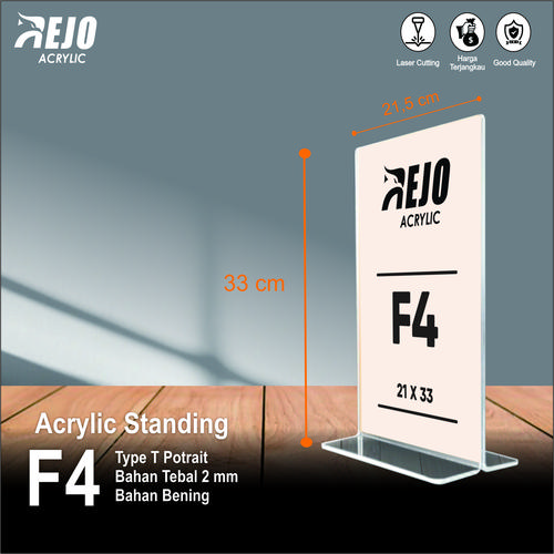 Jual Acrylic Display Standing F4 Tent Card Vertical akrilik meja ukuran ...