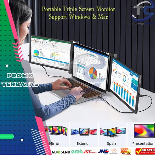 Jual Triple Screen Monitor Portabel 14 Inch Extend Display Support ...