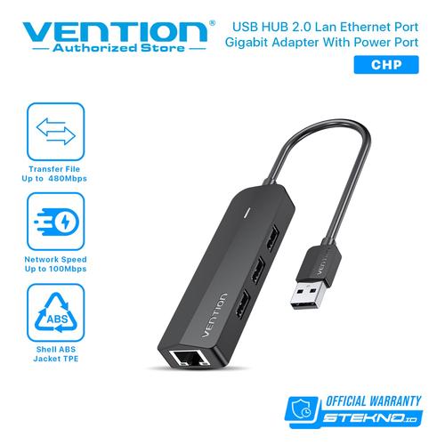 Jual Vention Hub USB A 2.0 3.0 3 PORT Lan Ethernet Adaptor w/ Power CHN ...