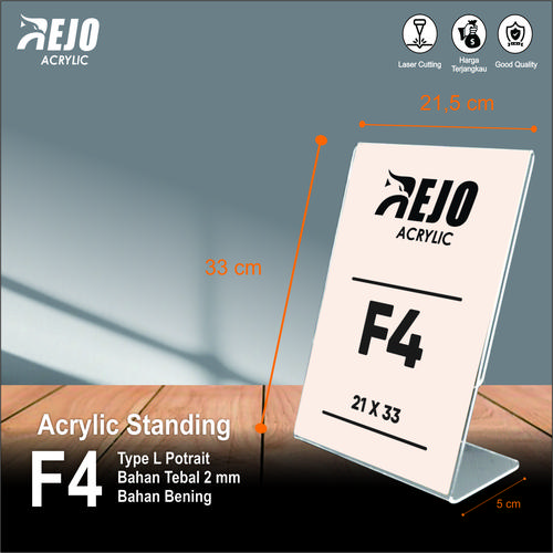 Jual Acrylic Display Standing F4 Tent Card Vertical akrilik meja ukuran ...
