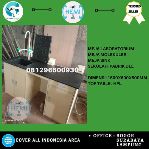 Jual MEJA KERJA LABORATORIUM/MEJA MOLEKULER SEKOLAH PABRIK 150HPL SINK ...