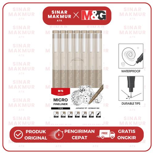 Jual Microliner/Fineliner/Drawing Pen/Pen Sketsa Set isi 7 Pcs ASPT7971 ...