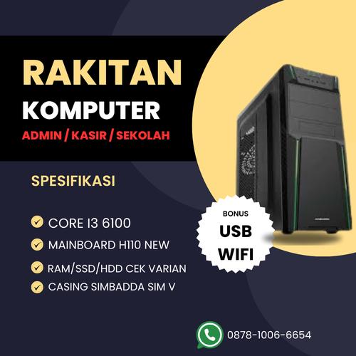Jual PC Komputer CPU Rakitan Core I3 6100 Siap Pakai Office Sekolah Admin Kasir - HDD 500GB, 4GB ...