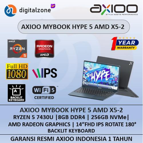 Promo Axioo Mybook Hype 5 AMD X5-2 Ryzen 5 7430U 8/256GB 14"FHD IPS DOS ...