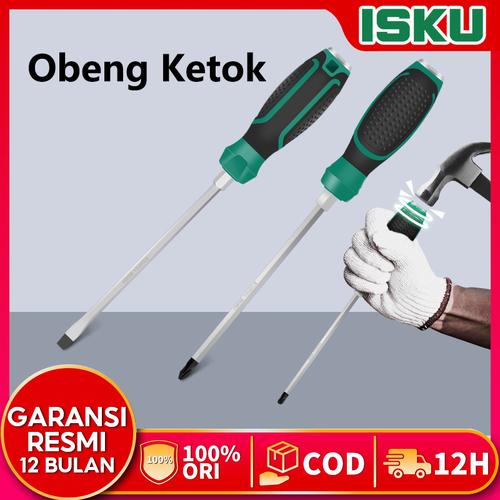 Jual ISKU Obeng Plus Minus Magnet 270mm/Obeng Ketok Screwdriver - 8*200 ...