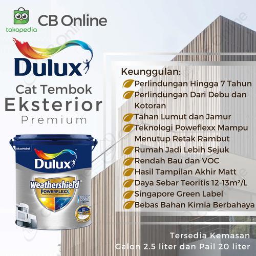 Jual CAT TEMBOK DULUX WEATHERSHIELD POWERFLEXX PUTIH WHITE - 2.5LTR ...