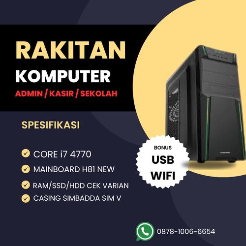 Jual PC Komputer Rakitan Core I7 4770 Siap Pakai (RAM/SSD/HDD cek varian) - SSD 128GB, 8GB ...