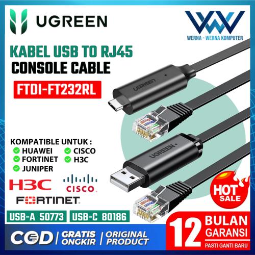 Jual UGREEN USB to RJ45 Console Cable chip FTDI support Cisco , H3C ...