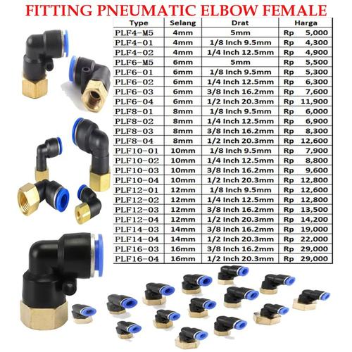 Jual MPLF FITTING PNEUMATIC ELBOW FEMALE DRAT PLF SELANG 1/8" 1/4" 3/8" 1/2" Inch SLIPLOCK ...