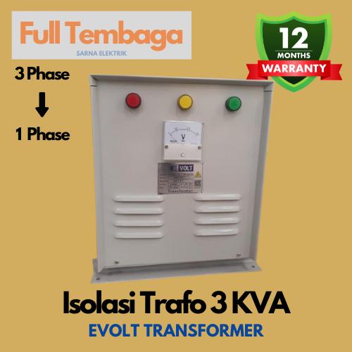 Jual Trafo Isolasi 3 KVA - 3 Phase ke 1 Phase - Full Tembaga Dry Type ...