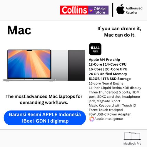 Promo APPLE Macbook Pro 14 M4 PRO 24GB RAM 512GB/1TB SSD GPU 16 Core/20 ...