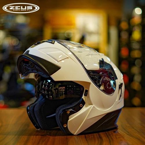 Jual HELM ZEUS ZS 3020 WHITE GLOSSY MODULAR FLIPUP TOURING ADVENTURE ...