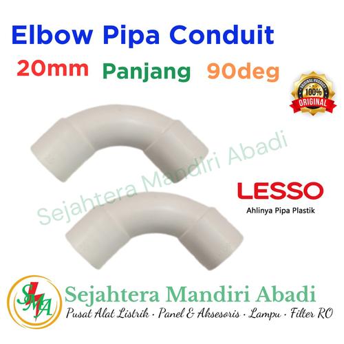 Jual Elbow Pipa Listrik 20mm Lesso Tipe Panjang 90 derajat Putih ...