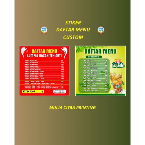 Jual CETAK STIKER DAFTAR MENU MAKANAN MINUMAN CUSTOM A4 GRATIS DESAIN ...