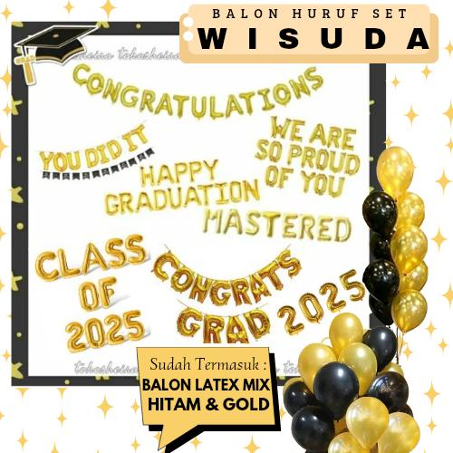 Jual Paket Balon Huruf Wisuda Congratulations Congrats Grad Graduation ...