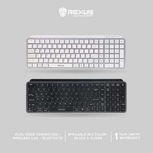 Jual Rexus KL100 Wireless Keyboard Dual Connection Bluetooth dan ...