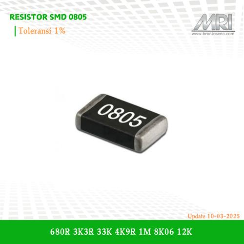 Jual Resistor SMD 0805 SMT Toleransi 1% per 10pcs 680R 3k3R 33k 4k9R 1M ...