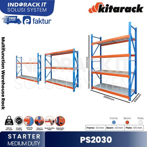 Jual KITARACK PS2030 Starter Rak Gudang Serbaguna 500KG Frame Biru ...