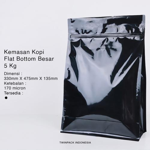 Jual Kemasan Kopi 5 Kg Besar Hitam Flat Bottom Packaging Kopi 5kg ...
