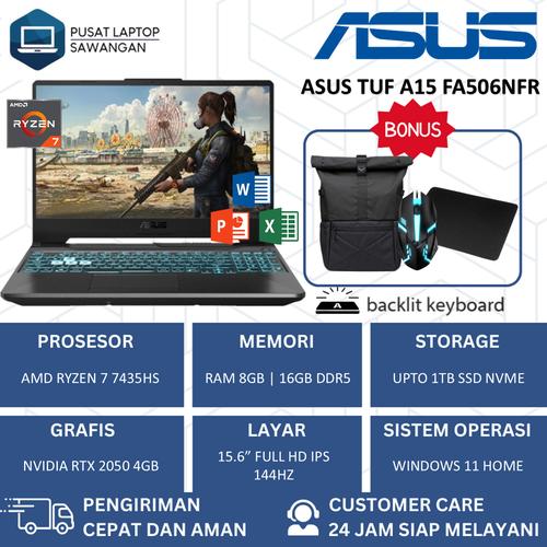 Jual Asus TUF Gaming A15 FA506N RTX 2050/ Ryzen 7 7435HS RAM 16GB 1TB ...