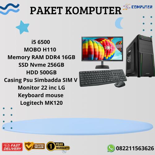 Jual PAKET PC KOMPUTER RAKITAN CORE I5 6500 RAM 16GB SSD 256GB HDD 500G - Jakarta Pusat - SS ...