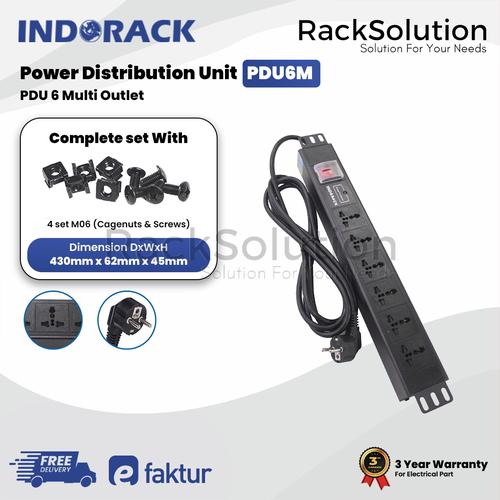 Promo PDU6M Indorack Power Distribution Unit PDU 6 Outlet Multi Colokan ...