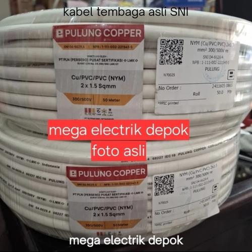 Jual kabel listrik 2x1.5 pulung copper nym kawat 1roll 50mtr SNI - Kota ...
