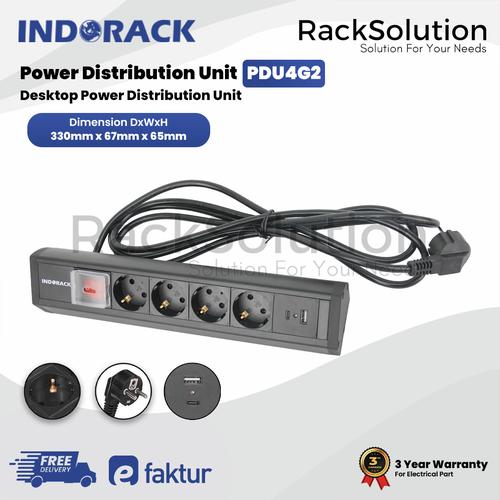 Jual PDU4G2 Indorack Desktop PDU 4 Outlet Colokan Germany & 2USB Port 2 ...