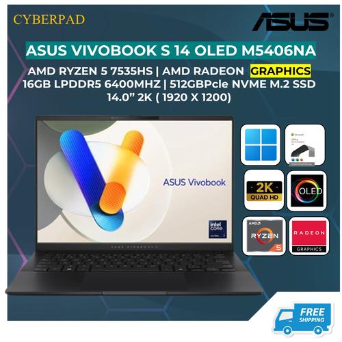Jual Asus vivobook S 14 OLED M5406NA ryzen 5 7535hs 16gb 512gb W11+OHS ...