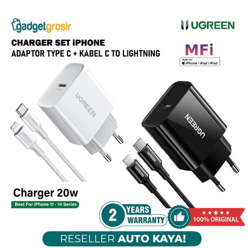 Promo UGREEN PD Fast Charger Set 20W + Kabel USB-C to iPhone Lightning ...