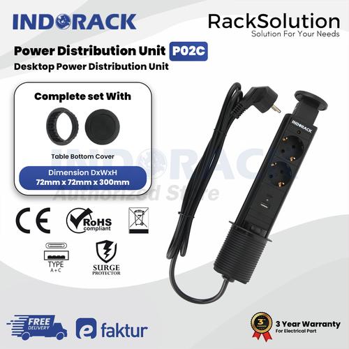 Promo INDORACK PDU 2 Outlet Power Socket Stop Kontak Tanam 2 Lubang w ...