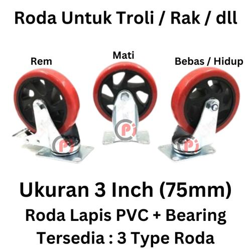 Jual Roda Nylon 3 Inch Caster Kastor Bebas / Fix / Rem u/ Rak Lemari ...