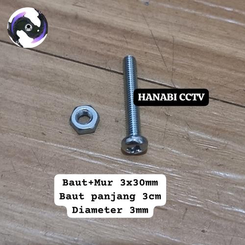 Jual Baut + Mur 3X30mm Baut JP M3 x Panjang 3cm Diameter 3mm - Kota ...