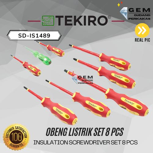 Jual TEKIRO SD-IS1489 INSULATION SCREWDRIVER SET 8 PCS / Obeng Listrik ...