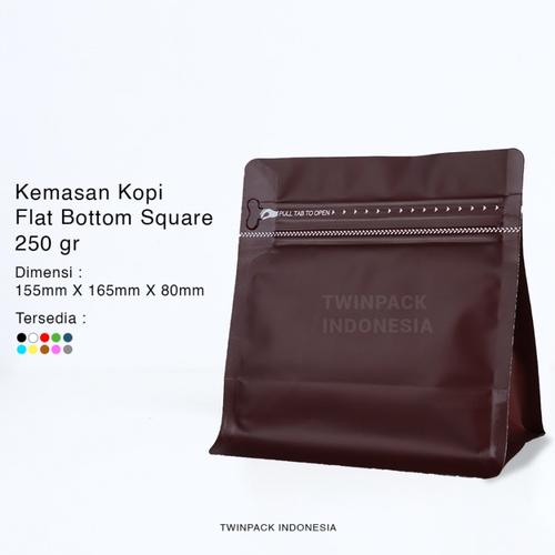 Jual Kemasan Kopi 200 - 250 Gram Cokelat Flat Bottom Brown Wide ...