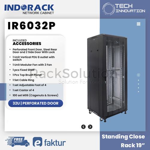 Jual INDORACK Close Rack 32U Depth 600mm Perforated Door Rak Server ...