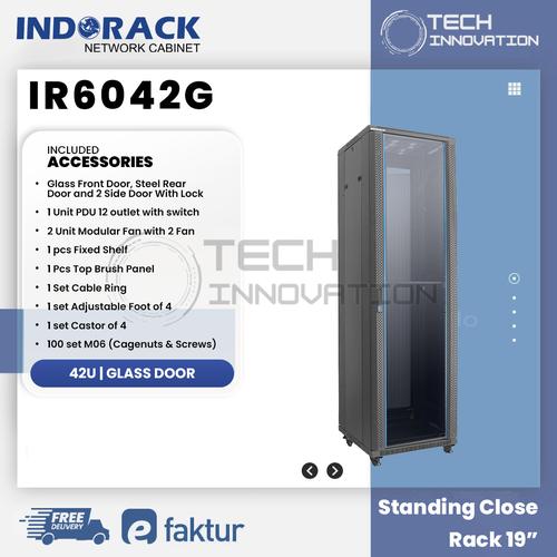 Jual INDORACK Close Rack 42U Depth 600mm Glass Door Rak Server 19 ...