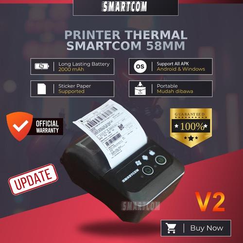 Jual SMARTCOM - Printer Thermal Bluetooth V2 58MM Kasir POS PPOB Alamat Resi Nota Struk IOS ...