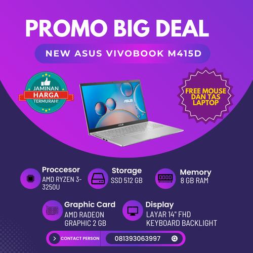 Jual New Asus Vivobook M415DA Ryzen 3-3250U 8GB 512GB 14"FHD Windows 11 ...