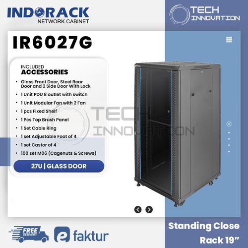 Jual INDORACK Close Rack 27U Depth 600mm Glass Door Rak Server 19 ...