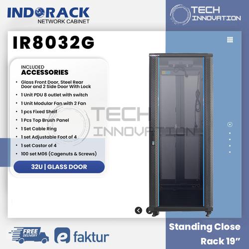 Jual INDORACK Close Rack 32U Depth 800mm Glass Door Rak Server 19 ...