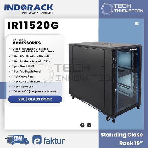 Jual INDORACK Close Rack 20U Depth 1150mm Glass Door Rak Server ...