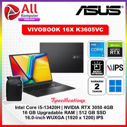 Promo Asus Vivobook 16X K3605VC i5 13420H Rtx3050 4Gb | 16Gb 1TB ssd | 16.0inch Wuxga Ips Indie ...