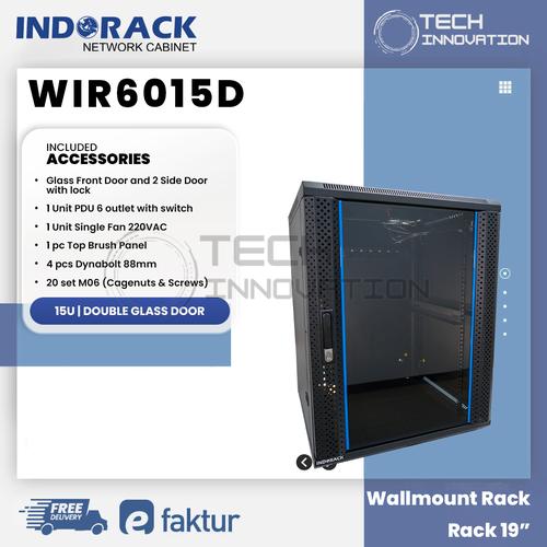 Jual INDORACK Wallmount Rack 15U Depth 600mm Rak Double Glass Door ...