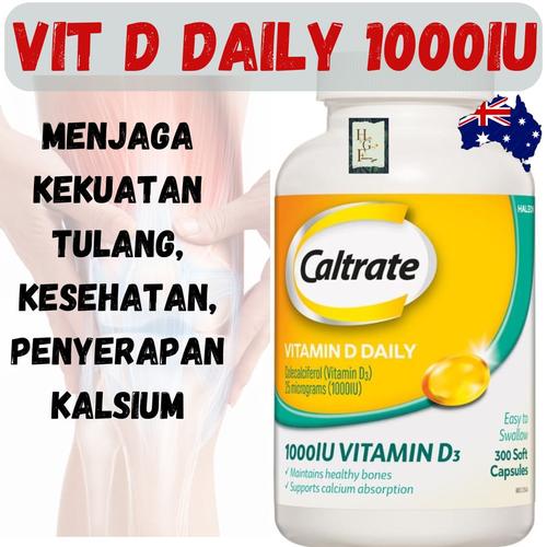 Jual Caltrate Vitamin D Daily 1000IU Vitamin D3 300 Liquid Capsules ...