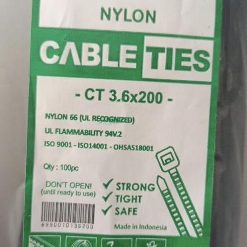 Jual Kabel Ties CT 3.6mm x 200 DV Hitam 3.6 mm Isi 100 pcs (Cable Tie ...