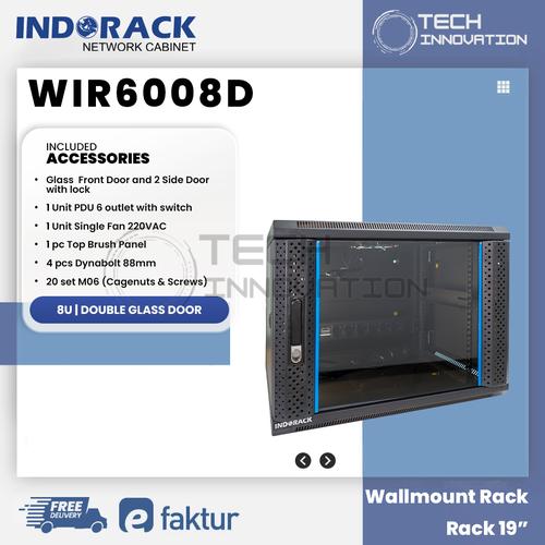 Jual INDORACK Wallmount Rack 8U Depth 600mm Rak Double Glass Door ...