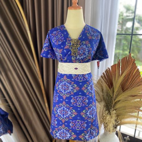 Jual KAIN TENUN ENDEK KHAS BALI MOTIF DOUBLE IKAT PATRA BIRU GRINGSING ...